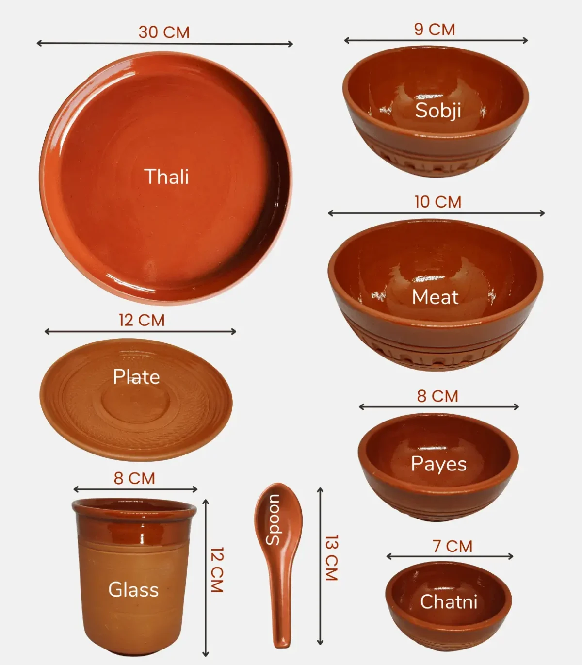 Terracotta Ceramic-Coated Dining Set – Reusable Dinnerware Set (8 Items ...